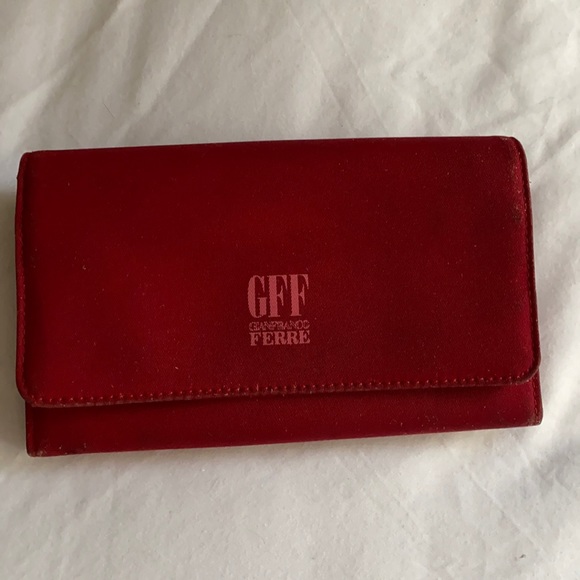Gianfranco Ferre | Bags | Gff Red Lucky Large Wallet Pink Logo Writing ...